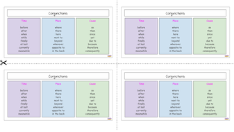 Free Conjunctions to Express Time, Place and Cause List | Teaching Resources