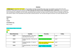 FREE Summer assembly rota/example | Teaching Resources