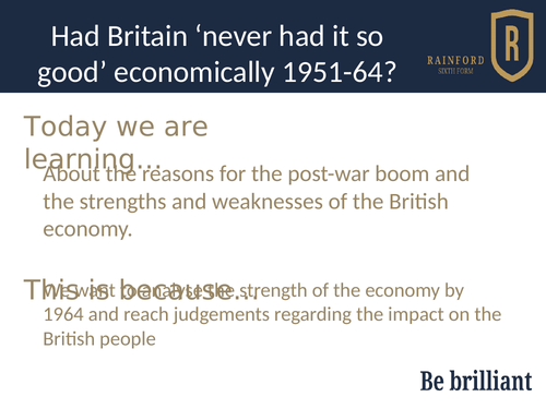 AQA 7042 2S Britain - why was there an economic boom 1951 onwards ...