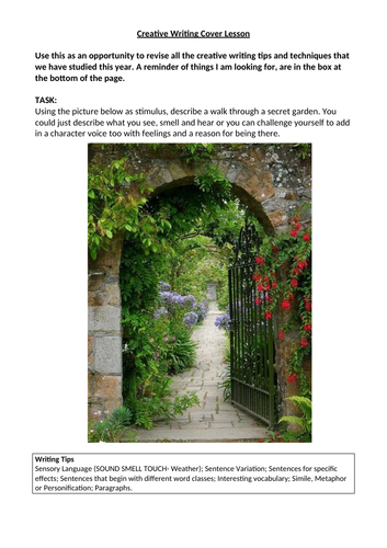 Independent Creative Writing Task for Year 7-9 | Teaching Resources