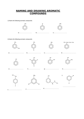 Naming Aromatic Compounds (Aromatic Chemistry) | Teaching Resources