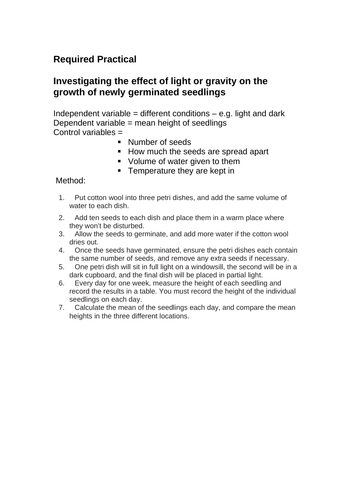 Biology Paper 2 (triple) Practicals | Teaching Resources