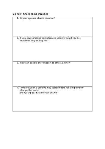 Challenging Injustice- Social Media | Teaching Resources