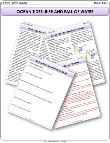 Science Literacy Reading Article: OCEAN TIDES: RISE AND FALL | Teaching ...