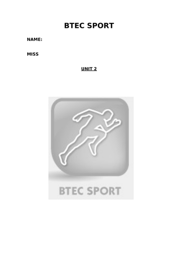 BTEC Sport Unit 2 Level 2 Workbook | Teaching Resources