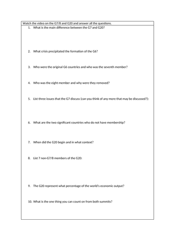 Component 3: Global Politics - Global governance: economic ...