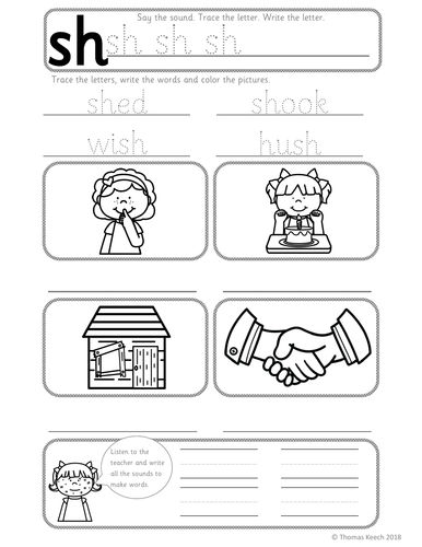 Phonics Worksheets, Lesson Plan, Flashcards - Jolly Phonics Letter sh ...