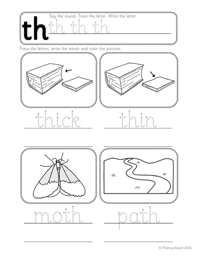 Phonics Worksheets, Flashcards - Jolly Phonics Voiceless th Lesson Pack ...