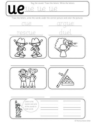 Phonics Worksheets, Lesson Plan, Flashcards - Jolly Phonics Letter ue ...