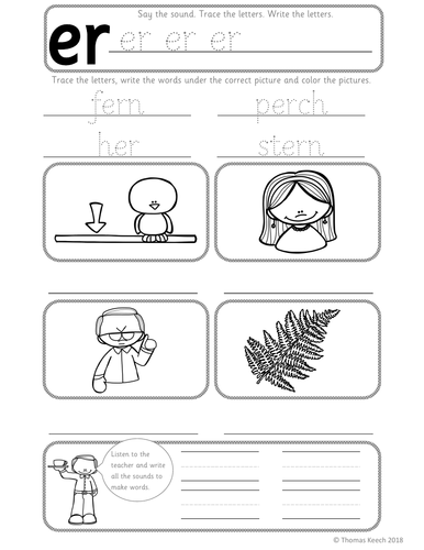 Phonics Worksheets, Lesson Plan, Flashcards - Jolly Phonics Letter er ...