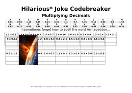 Multiplying Decimals Codebreaker | Teaching Resources