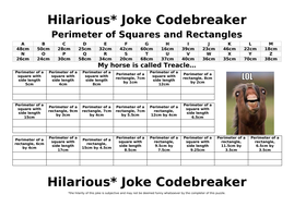 Perimeter of Squares and Rectangles Codebreaker | Teaching Resources