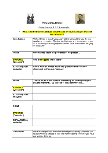 World War I Poetry: Wifred Owen | Teaching Resources