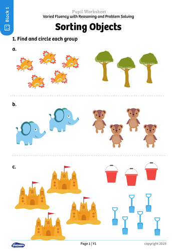 Y1 Autumn Term Block 1 Sort Objects Maths Worksheets Teaching Resources
