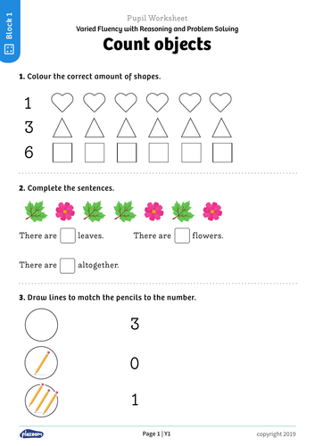 Y1 Autumn Term Block 1 Count Objects Maths Worksheets Teaching Resources