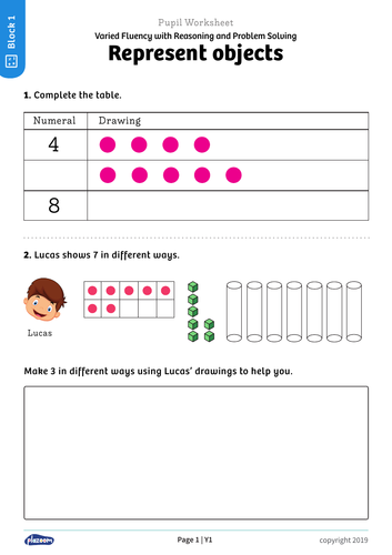 Y1 Autumn Term Block 1 Represent Objects Maths Worksheets Teaching Resources