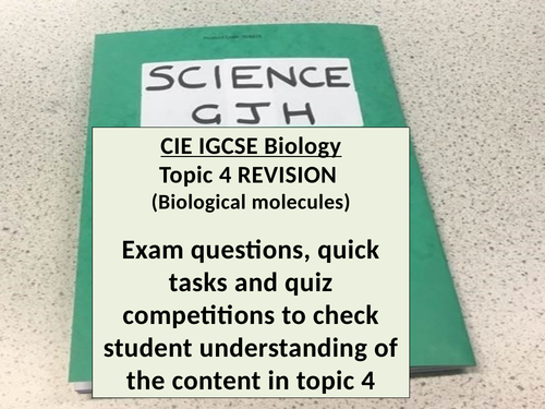 CIE IGCSE Biology Topic 4 REVISION (Biological molecules) | Teaching ...