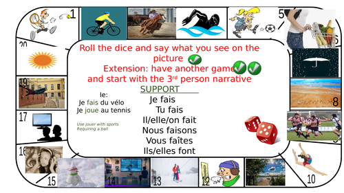 Board game with vocabulary found in studio 1 module 3: hobbies ...
