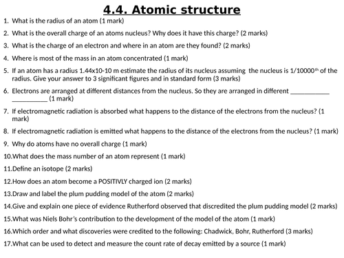Atomic Structure 4.4 (AQA Separate Science Physics) Higher Tier (2019 ...