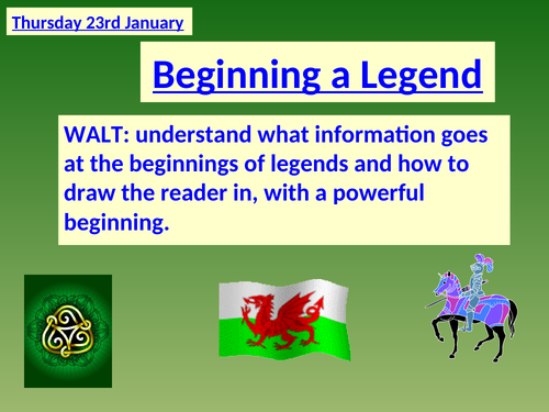 Welsh Legends ~ COMPLETE SET OF 12 LESSONS ~ 3 WEEKS OF LESSONS ...
