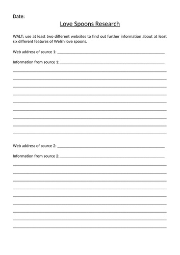 Welsh Love Spoons ~ COMPLETE SET OF 4 LESSONS ~ Non-fiction & Research ...