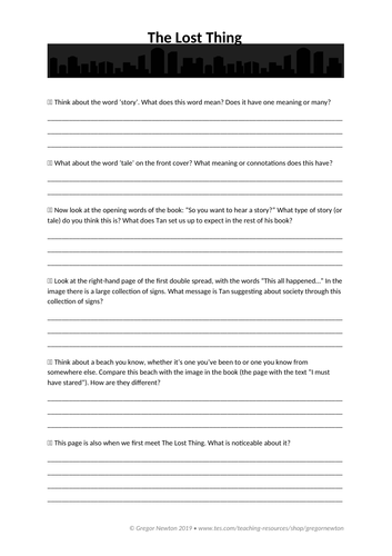 The Lost Thing - Shaun Tan - Worksheets and presentation | Teaching ...