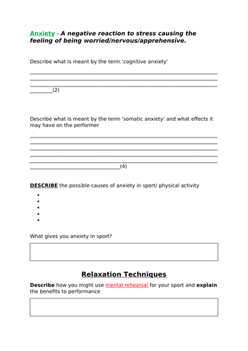 Entire unit of Chapter 9 - IGCSE PE - Psychology | Teaching Resources