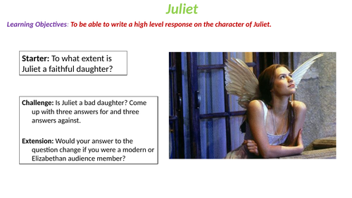 Romeo and Juliet - Juliet and parental relationships - revision lesson ...