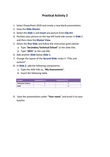 Year 8 Practical Revision Microsoft word / PowerPoint and Excel Exam ...