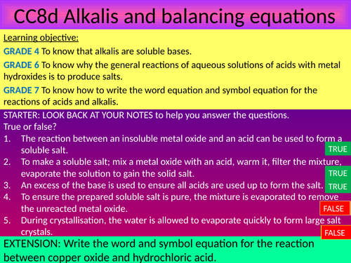 EDEXCEL GCSE Science 9-1 - Chemistry - CC8 Acids & alkalis | Teaching Resources