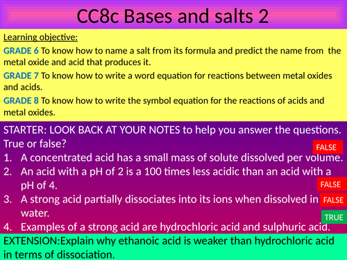 EDEXCEL GCSE Science 9-1 - Chemistry - CC8 Acids & alkalis | Teaching Resources