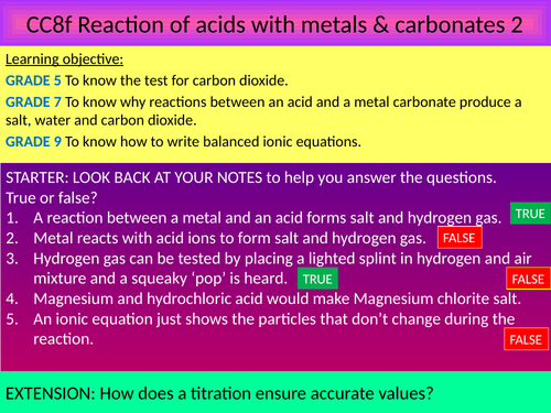EDEXCEL GCSE Science 9-1 - Chemistry - CC8 Acids & alkalis | Teaching Resources