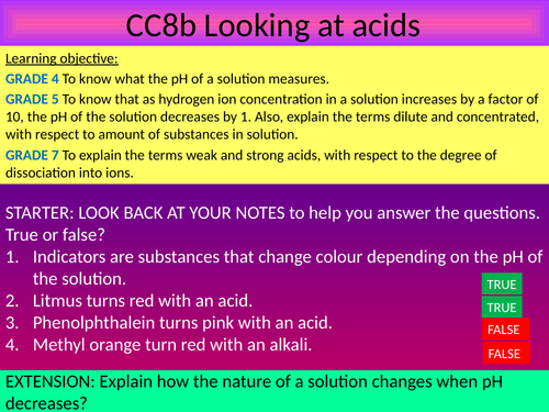 EDEXCEL GCSE Science 9-1 - Chemistry - CC8 Acids & alkalis | Teaching Resources