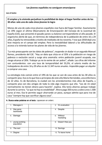 Spanish A Level: Work, employment and unemployment bundle (El mercado ...
