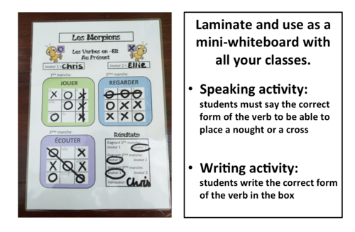 Morpions/ Noughts and Crosses- Grammar/Conjugation Game- Present tense ...