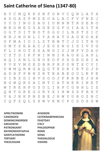 Saint Catherine of Siena Word Search | Teaching Resources