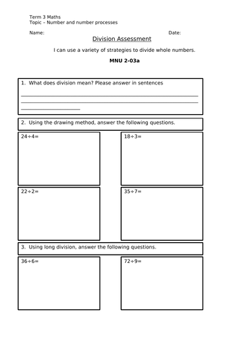 Division assessment | Teaching Resources