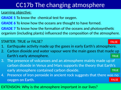 EDEXCEL GCSE Science 9-1 - Chemistry - CC17 Earth & atmospheric ...