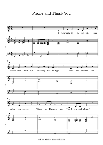 Please and Thank You - Preschool Song, Video @ Sheet Music | Teaching ...