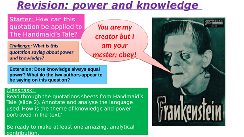 Frankenstein and The Handmaid's Tale - 5 weeks of revision lessons - A ...