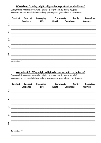 Lesson on The Meaning of Religion | Teaching Resources