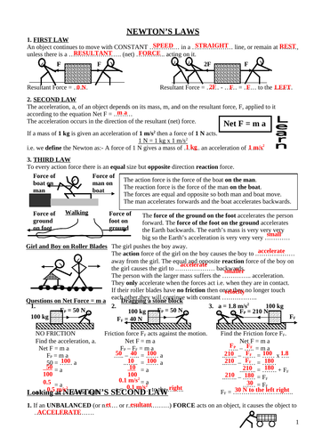 NEWTON'S LAWS | Teaching Resources