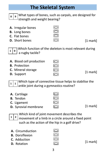 AQA GCSE PE The Skeletal System | Teaching Resources