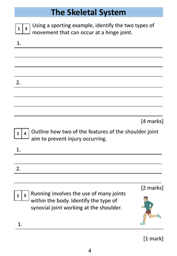 AQA GCSE PE The Skeletal System | Teaching Resources