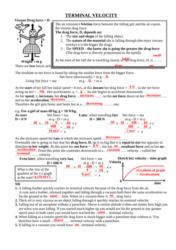 TERMINAL VELOCITY | Teaching Resources