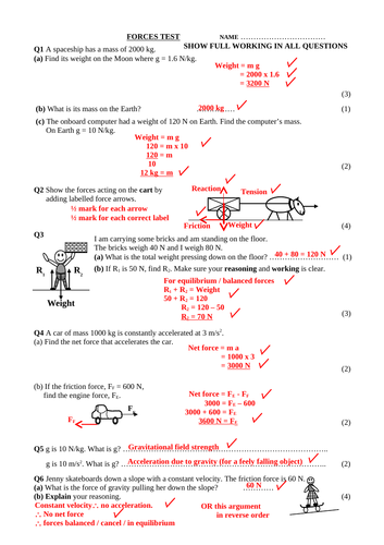 FORCES TEST | Teaching Resources
