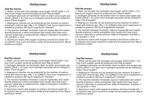 Aqa Gcse 9 1 Chemistry Unit 3 2 Amount Of Substance Higher Moles