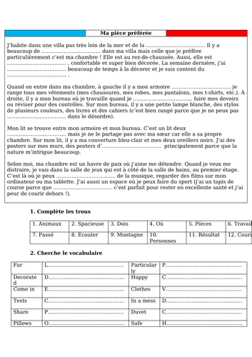 French - GCSE - là où j'habite (WHOLE UNIT - reading, speaking ...
