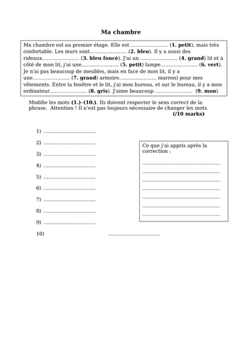 French - GCSE - là où j'habite (WHOLE UNIT - reading, speaking ...