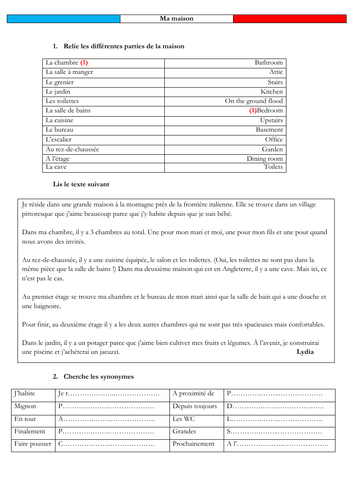French - GCSE - là où j'habite (WHOLE UNIT - reading, speaking ...